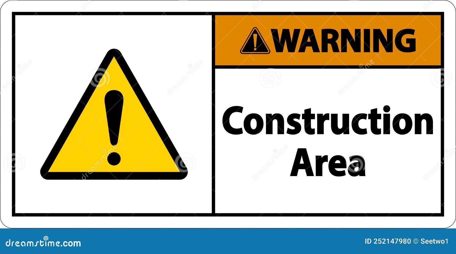 Warning Construction Area Symbol Sign on White Background Stock Vector ...