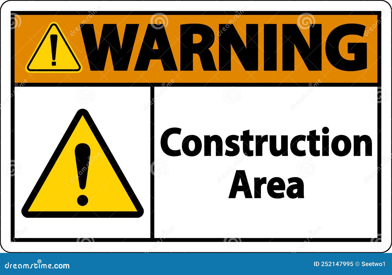 Warning Construction Area Symbol Sign on White Background Stock Vector ...