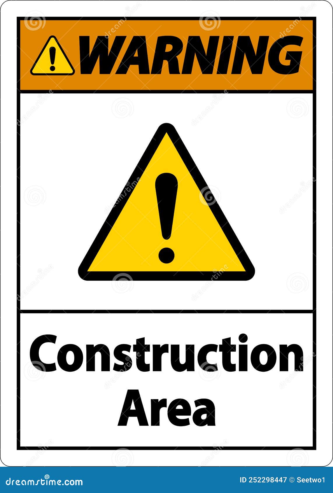Warning Construction Area Symbol Sign on White Background Stock Vector ...