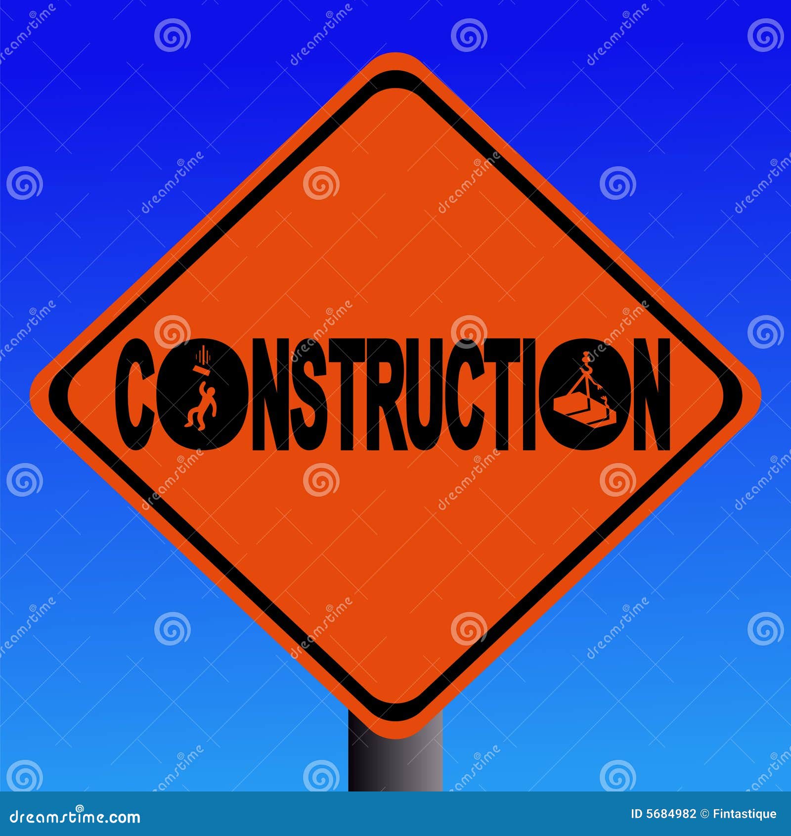 Warning construction sign stock vector. Illustration of hazard - 5684982