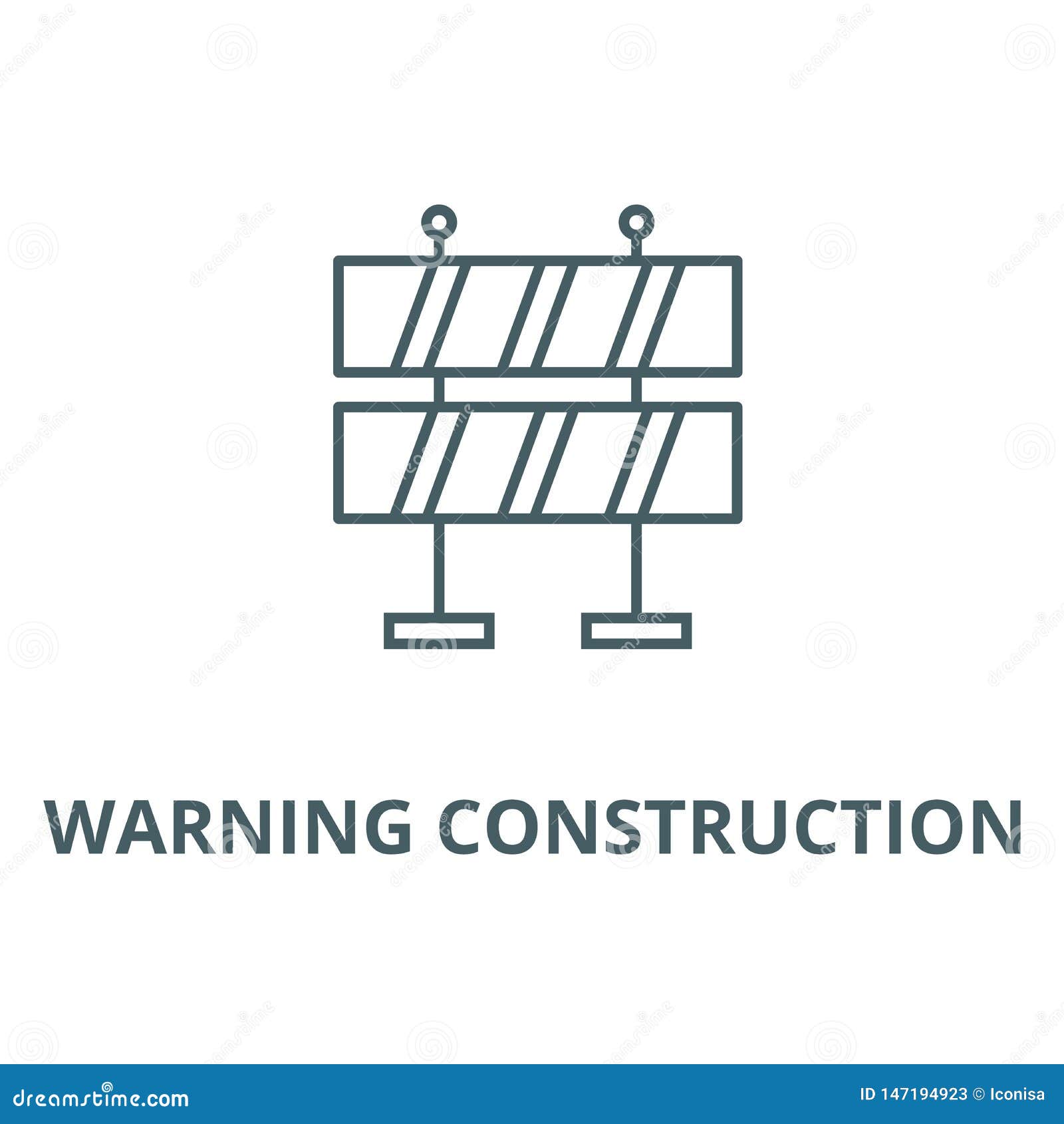 Warning Construction Sign Vector Line Icon, Linear Concept, Outline ...