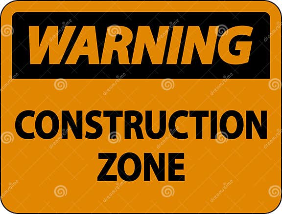 Warning Construction Zone Symbol Sign on White Background Stock Vector ...