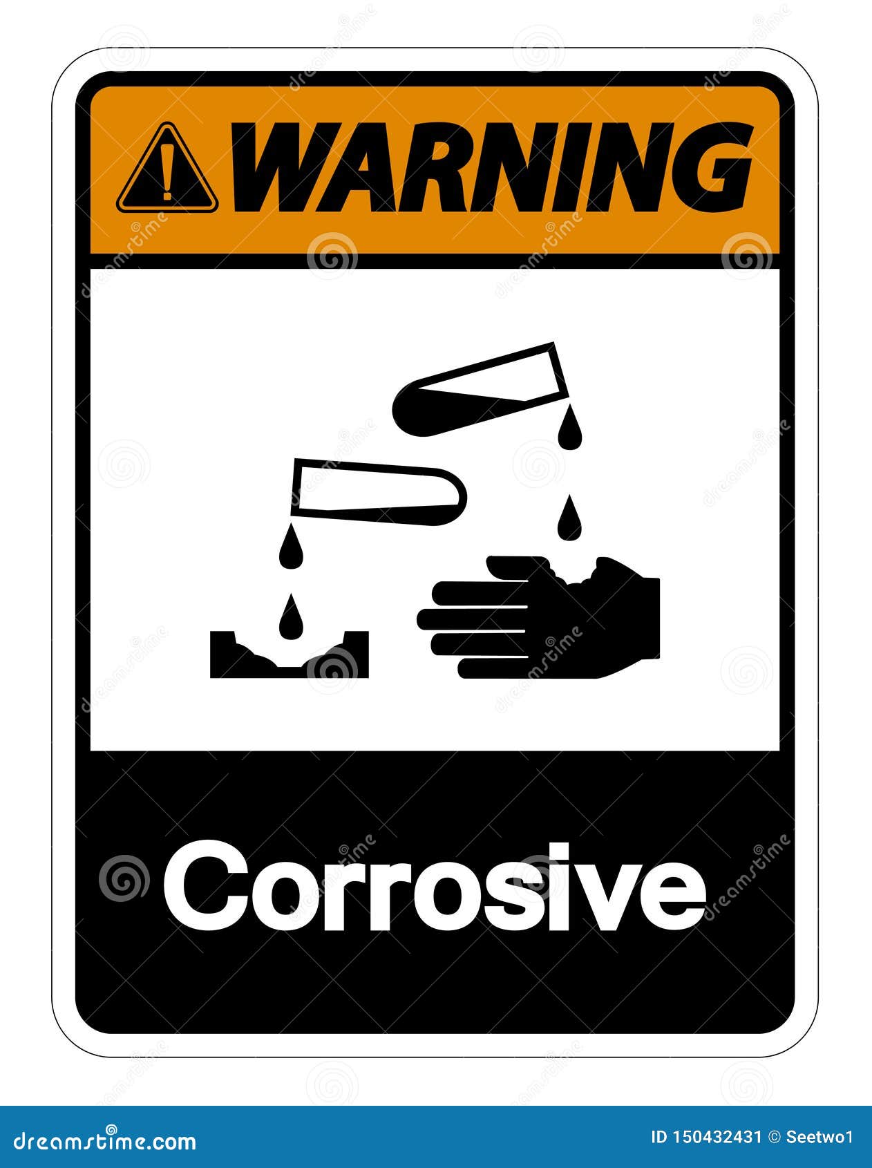 Warning Corrosive Symbol Sign Isolate on White Background,Vector ...