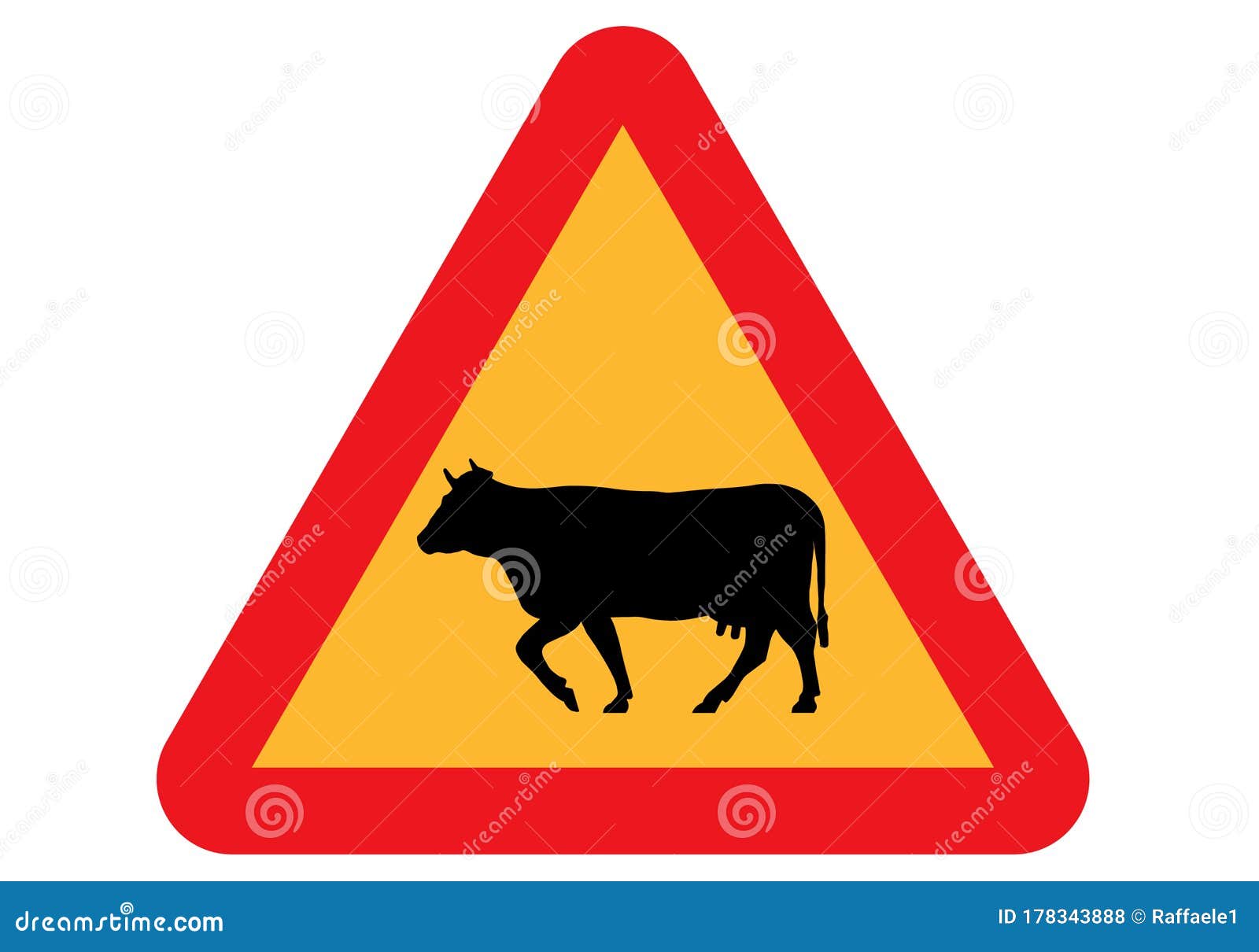 Warning Cow signal stock illustration. Illustration of signs - 178343888