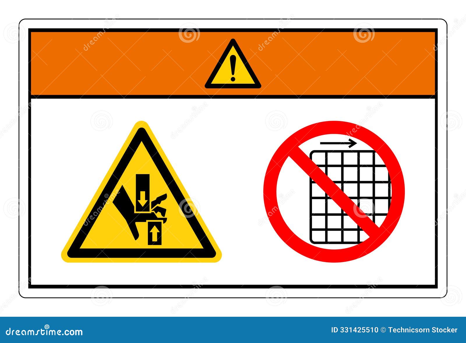 Warning Crush Hand Top Bottom Do Not Remove Guard Symbol Sign, Vector ...