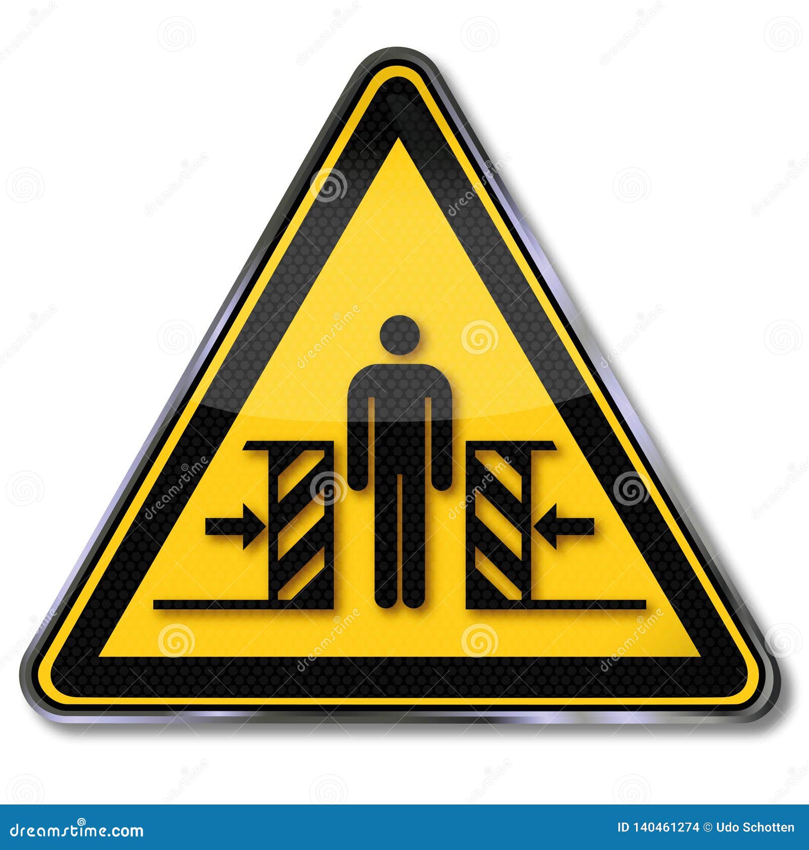 Warning of Crushing between a Machine Stock Vector - Illustration of ...