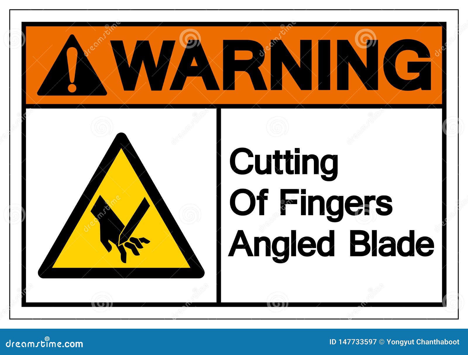 Warning Cutting of Fingers Angled Blade Symbol Sign, Vector ...