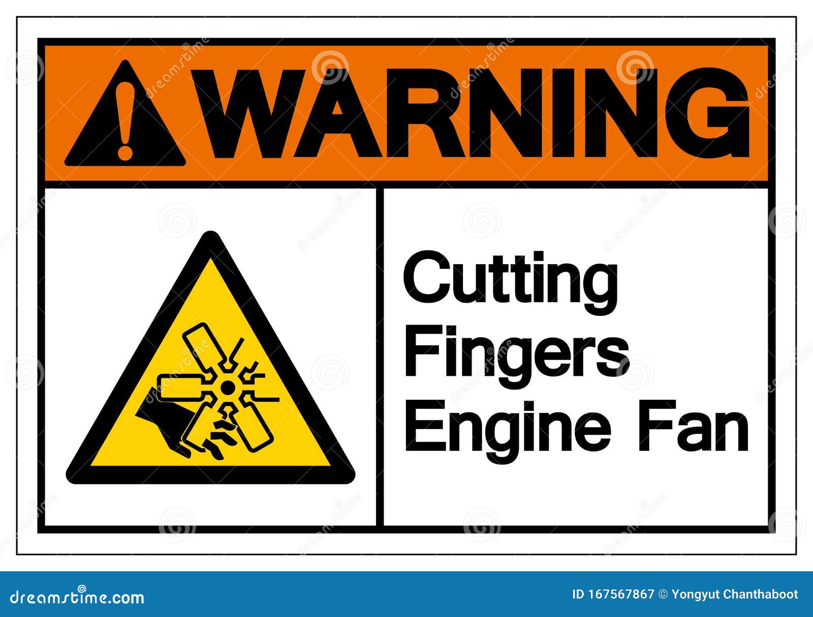 Warning Cutting of Fingers or Hand Engine Fan Symbol Sign, Vector ...