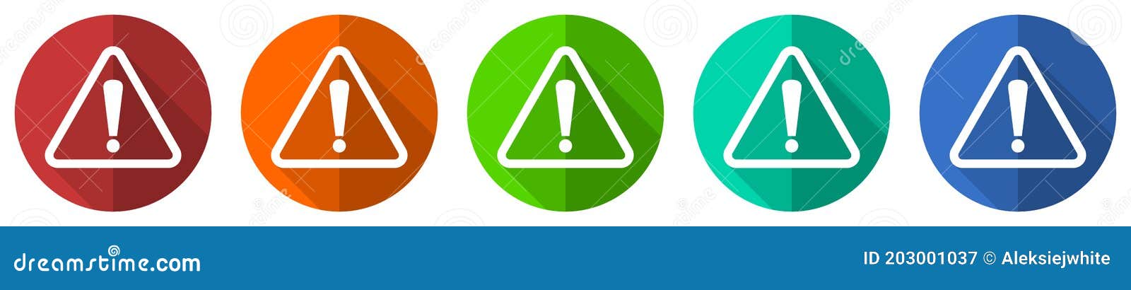 Warning, Danger, Caution Vector Icon Set, Red, Blue, Green and Orange ...