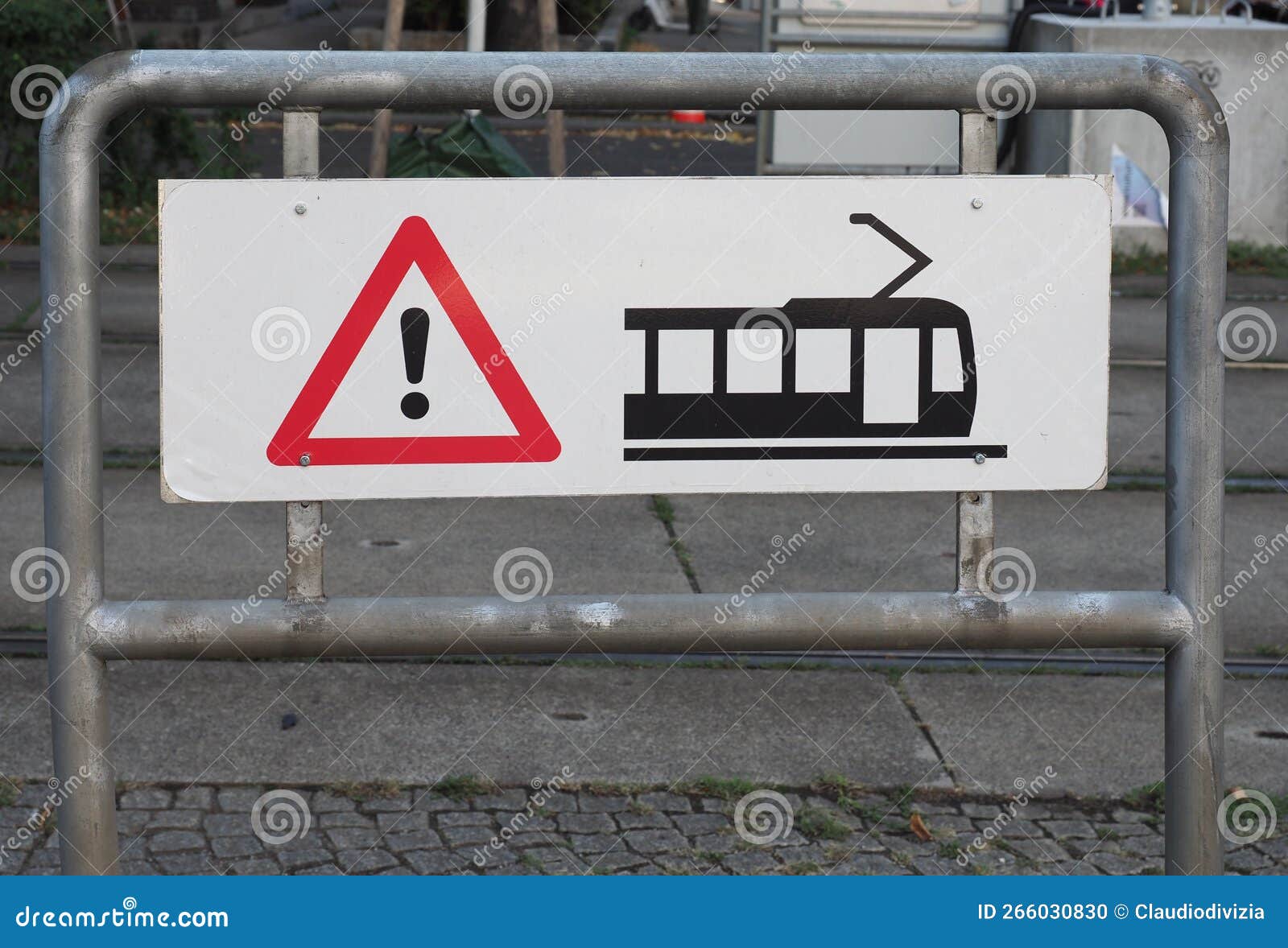 Warning Danger Tramway Sign Stock Photo - Image of transit, area: 266030830