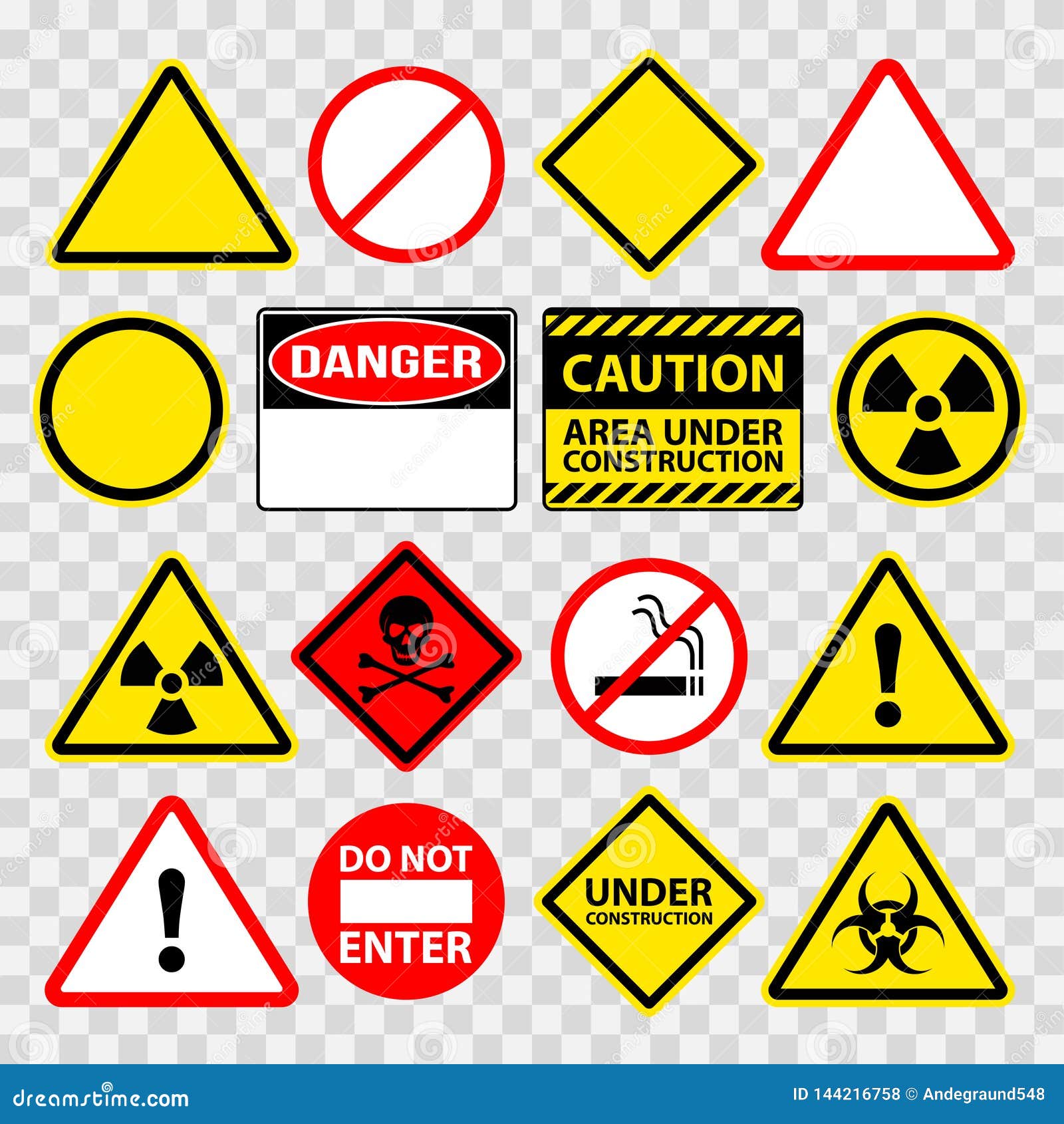 Warning Danger Under Construction Sings Icons Vector Set Stock Vector ...