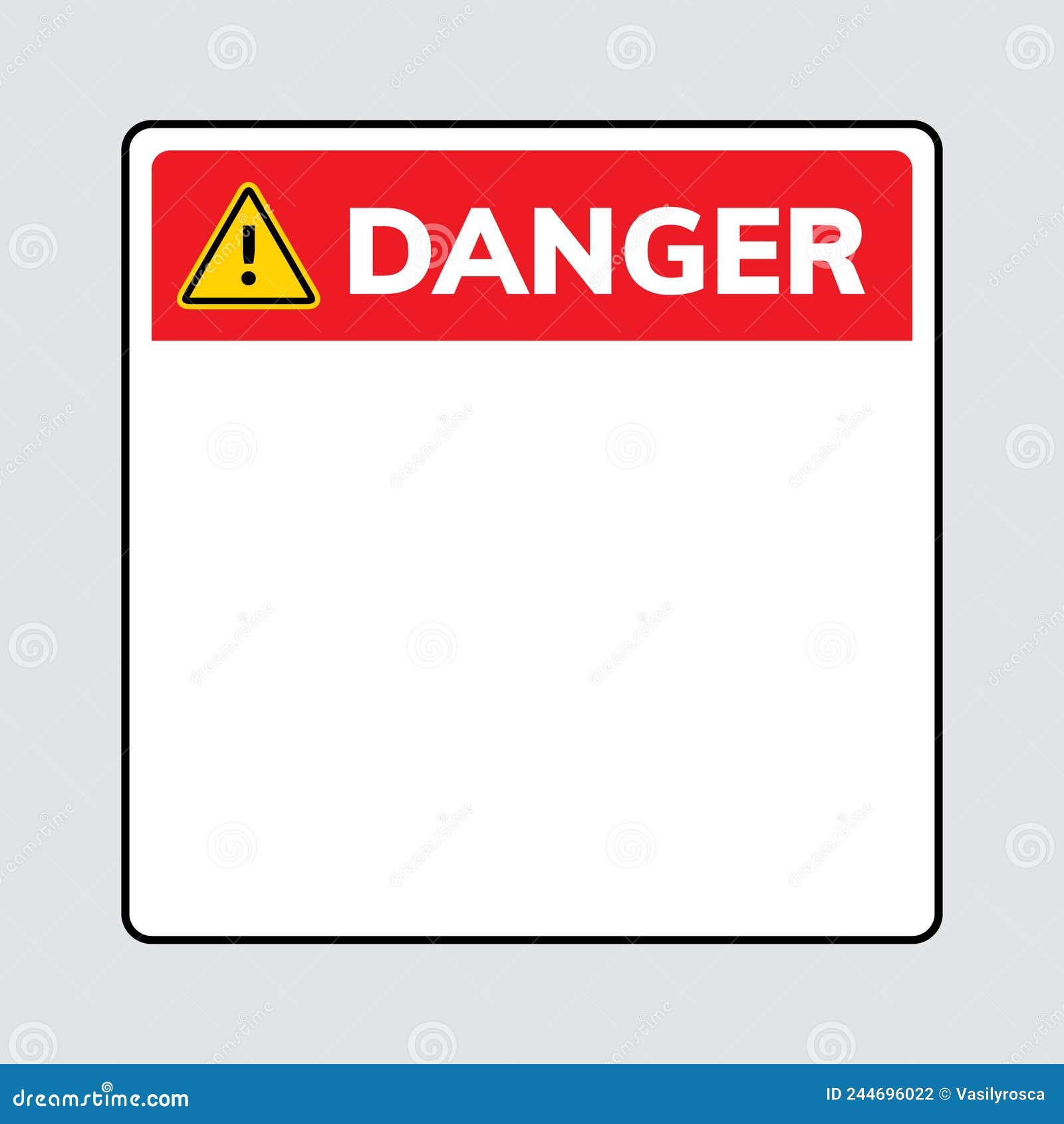 Warning Danger Vector Sign Board Icon. Metal Hazard Warning Blank Board ...