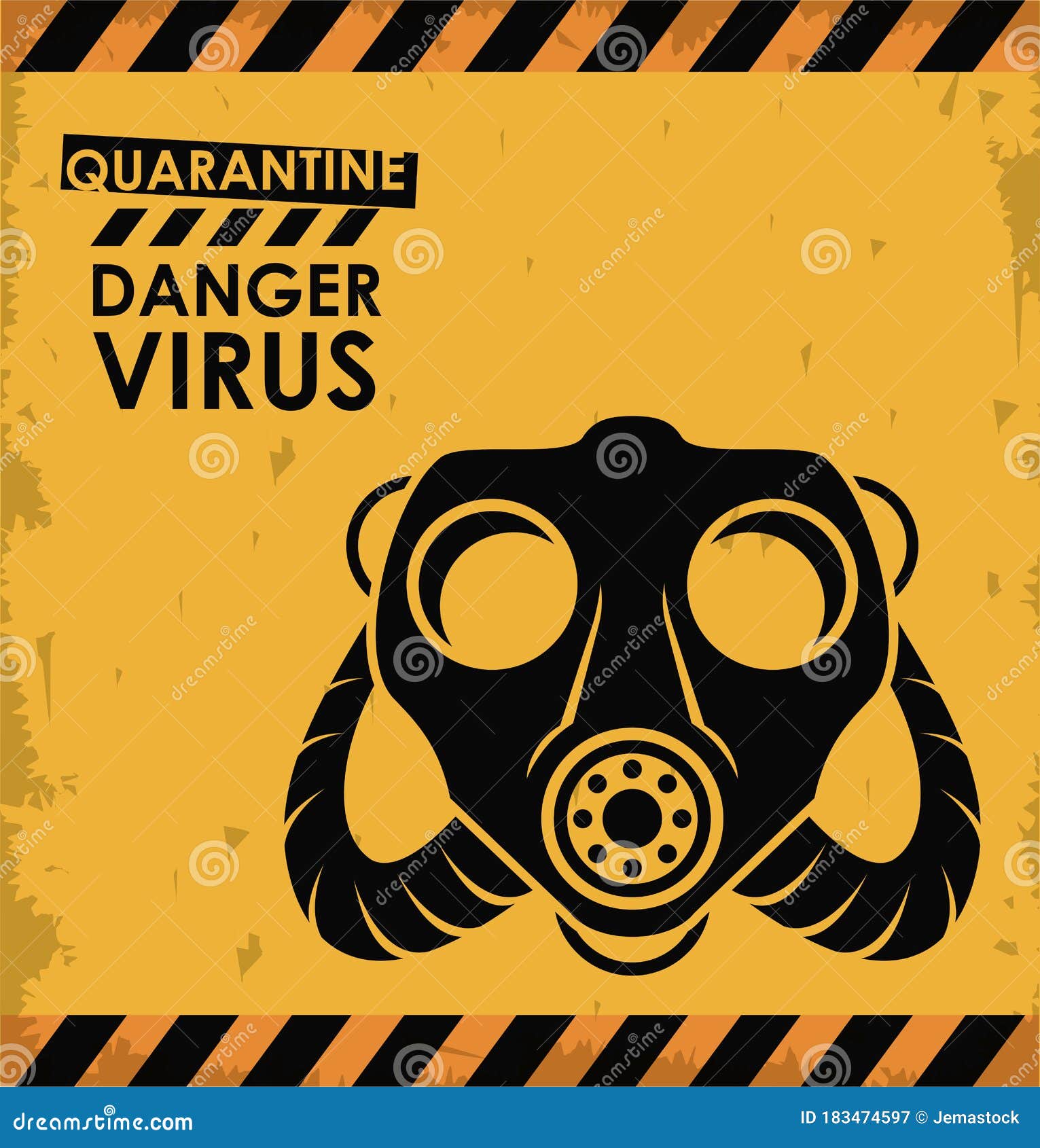 Warning Danger Virus Poster with Mask Stock Vector - Illustration of ...