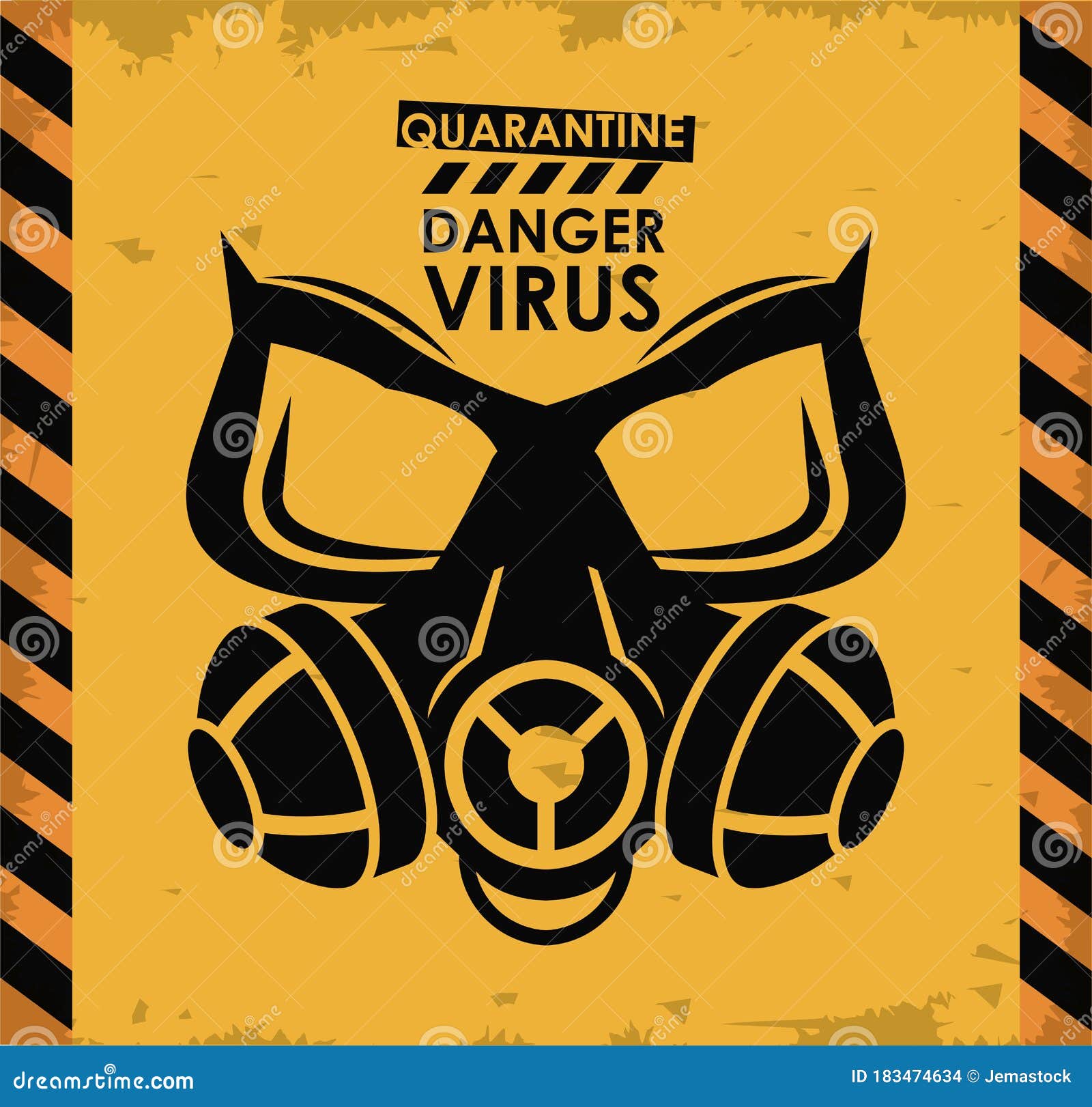 Warning Danger Virus Poster with Mask Stock Vector - Illustration of ...
