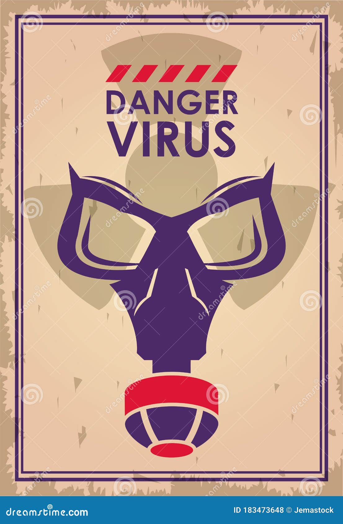 Warning Danger Virus Poster with Mask Stock Vector - Illustration of ...