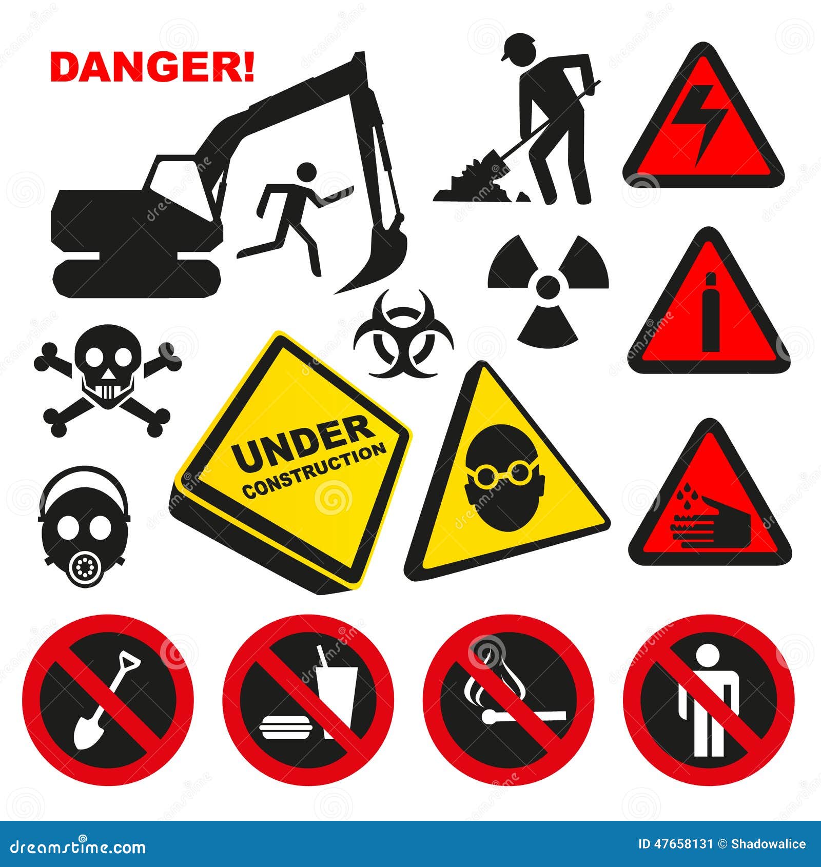 Warning Dangerous Label Signs Stock Vector - Illustration of error ...