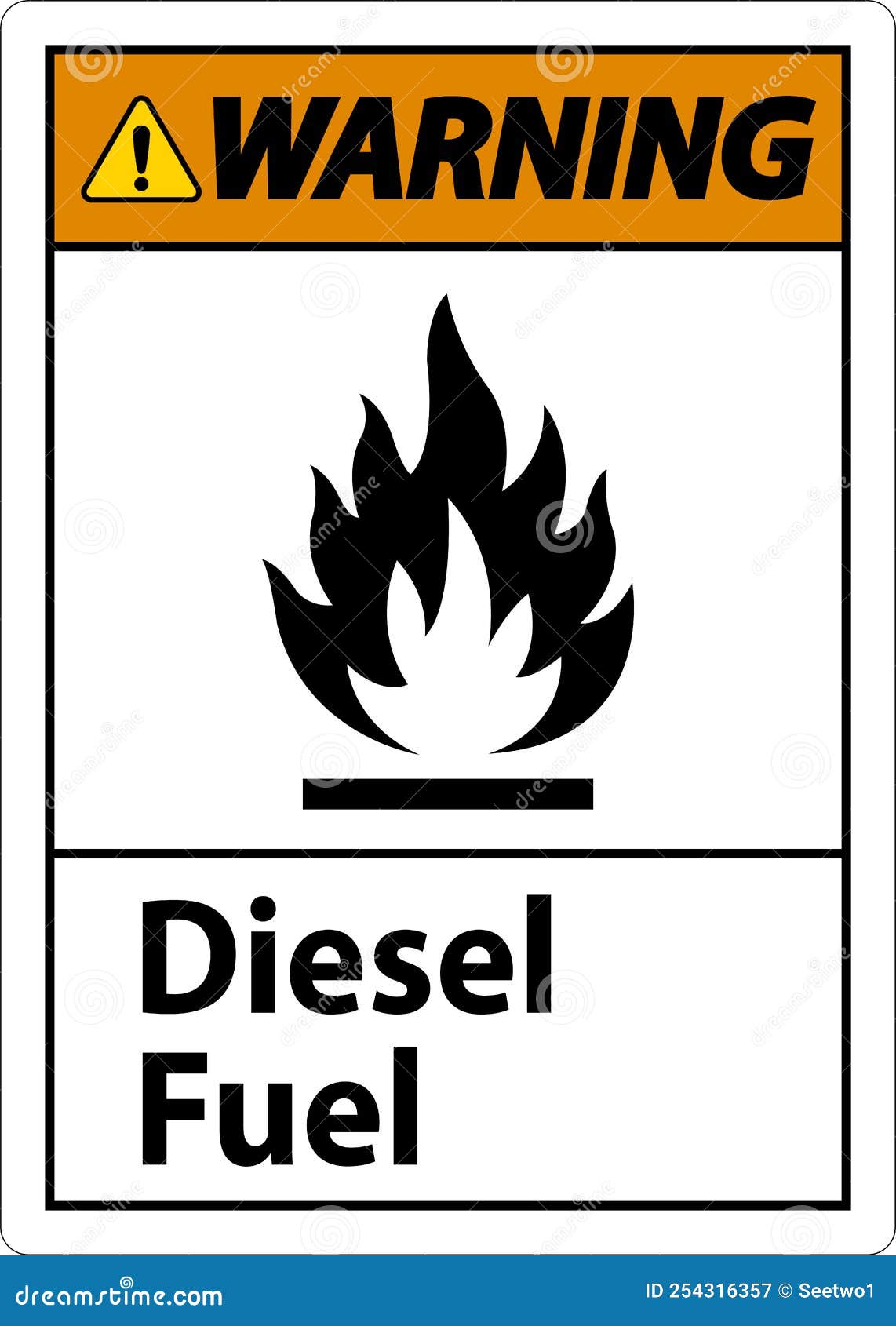 Warning Diesel Fuel Sign on White Background Stock Vector ...