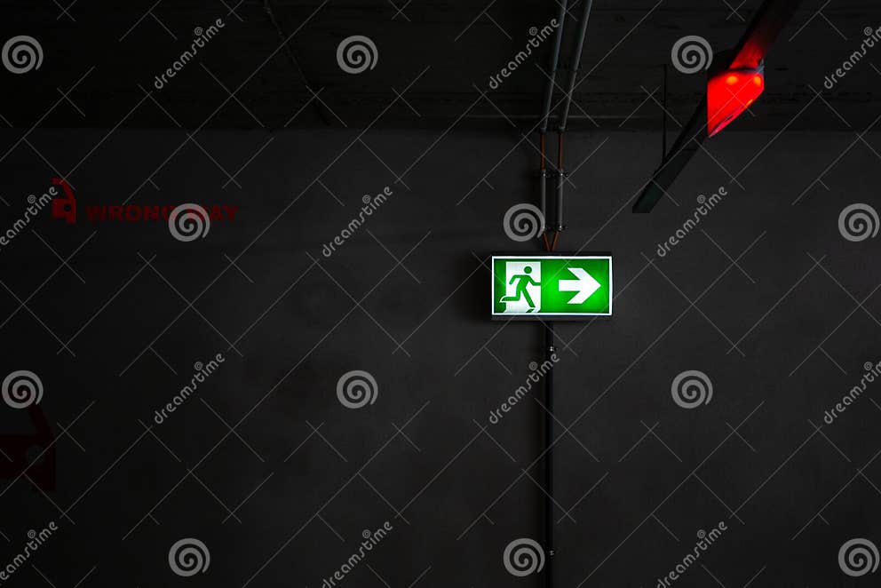 Warning Direction Sign, Right or Wrong Direction. Stock Photo - Image ...