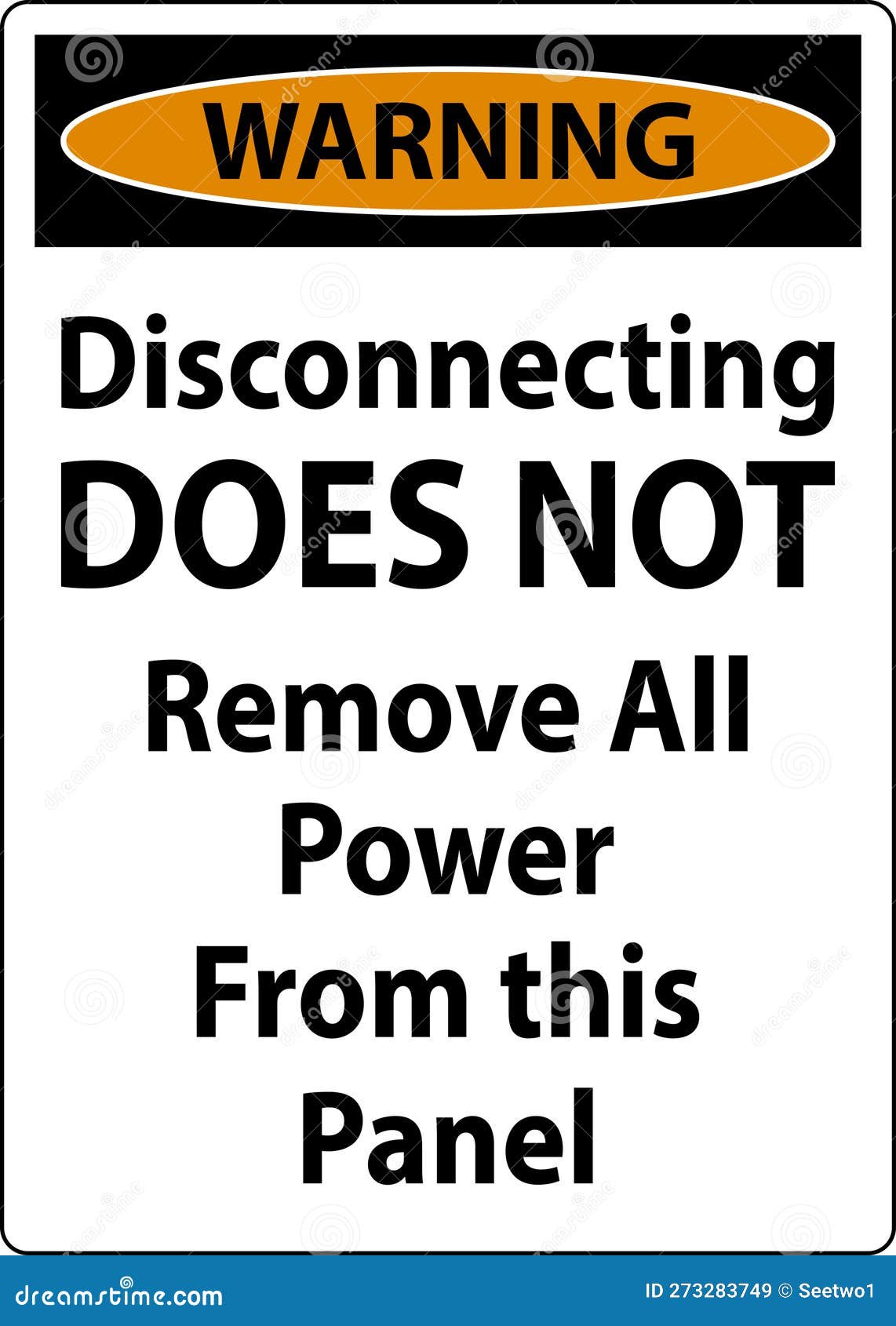 Warning Disconnecting Does Not Remove All Power from this Panel Stock ...