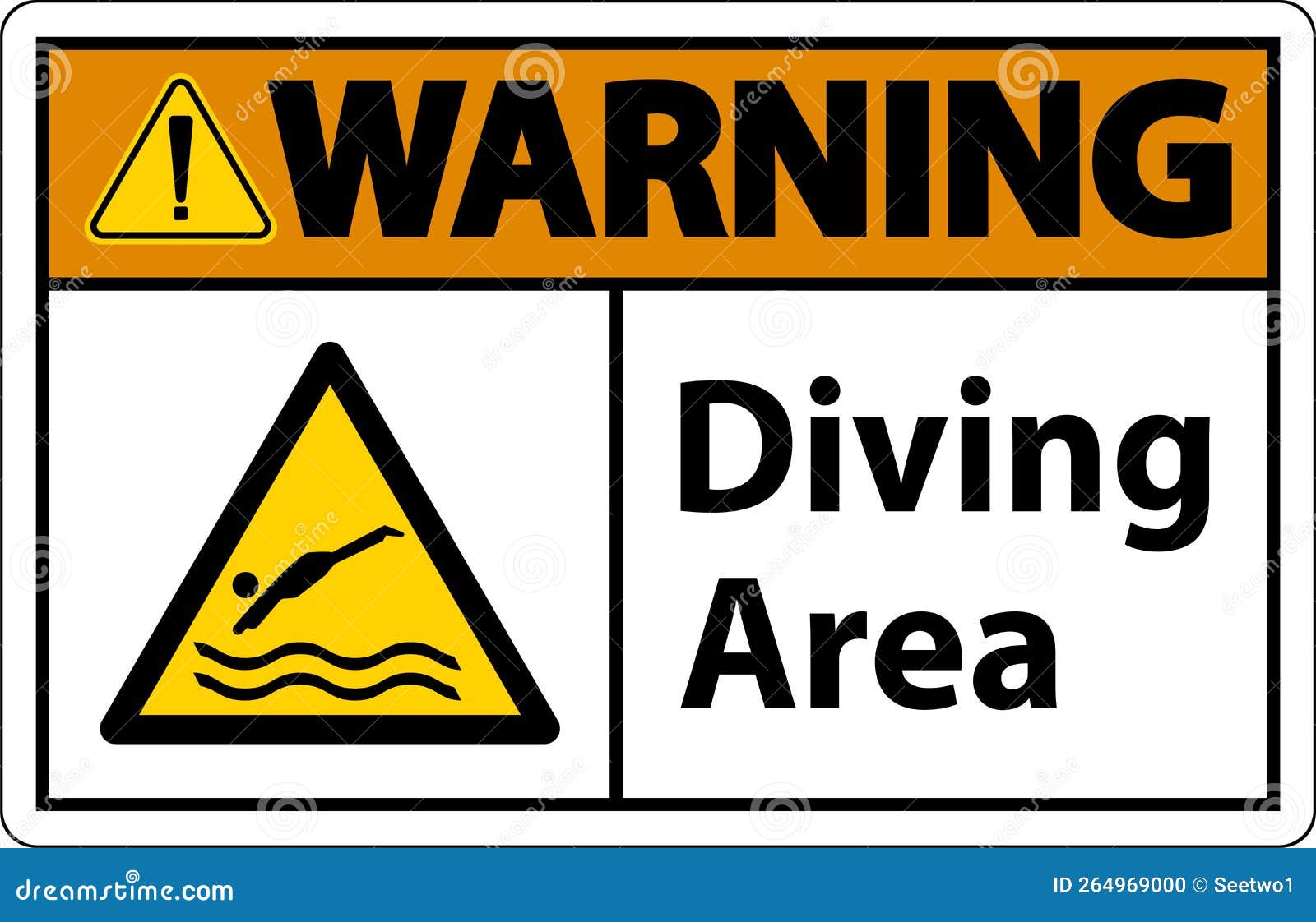Warning Diving Shallow Water Area Symbol, Vector Illustration, Isolated ...