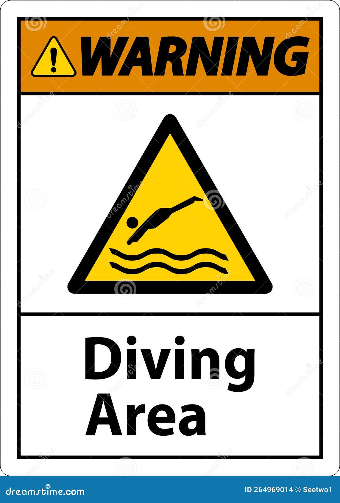 Warning Diving Area Hazard Sign on White Background Stock Vector ...