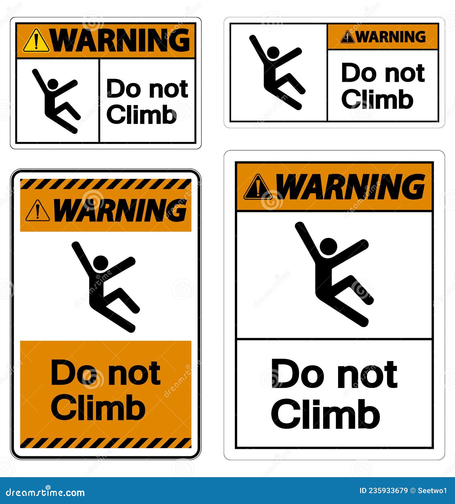 Warning Do Not Climb Symbol Sign on White Background Stock Vector ...