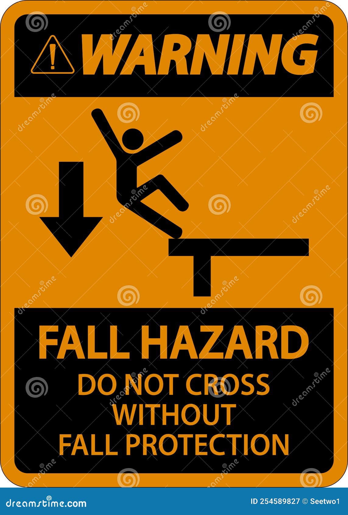 Warning Do Not Cross without Fall Protection Sign on White Background ...