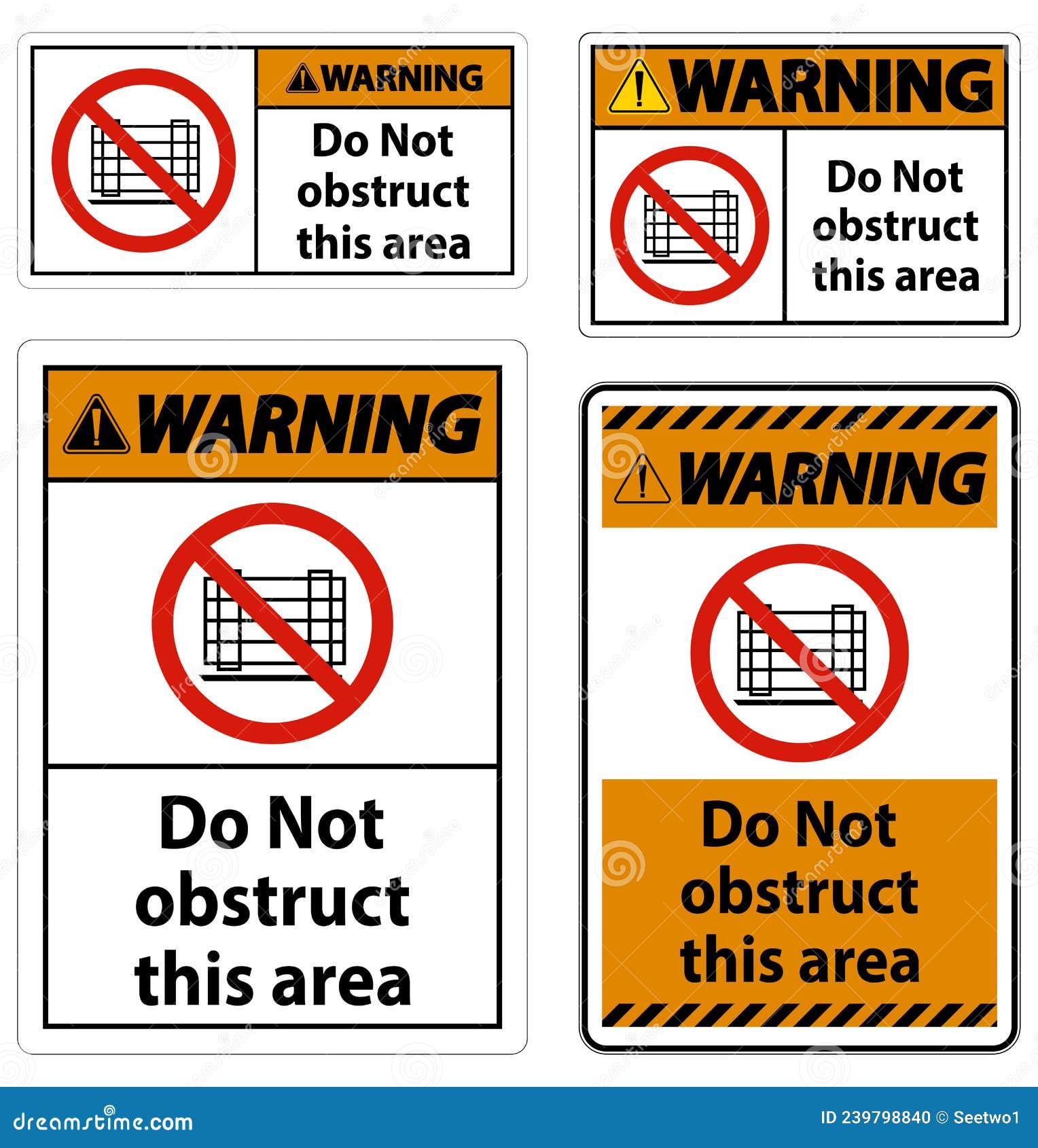 Warning Do Not Obstruct This Area Signs Vector Illustration ...