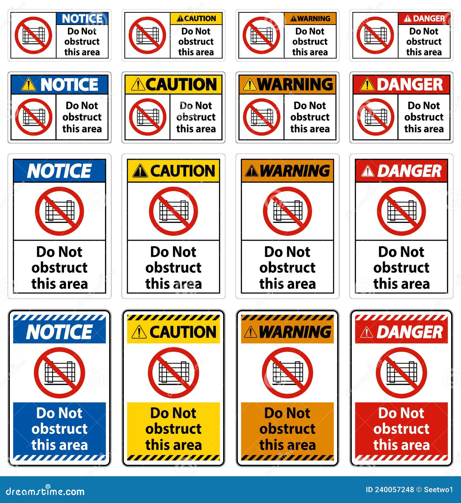 Warning Do Not Obstruct this Area Signs Stock Vector - Illustration of ...