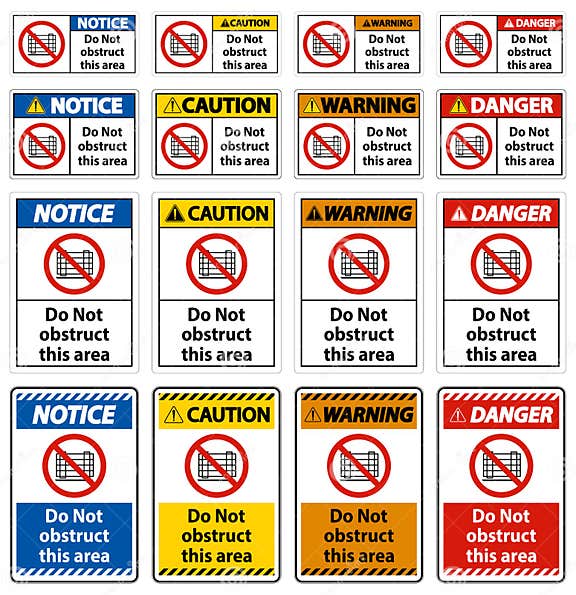 Warning Do Not Obstruct this Area Signs Stock Vector - Illustration of ...