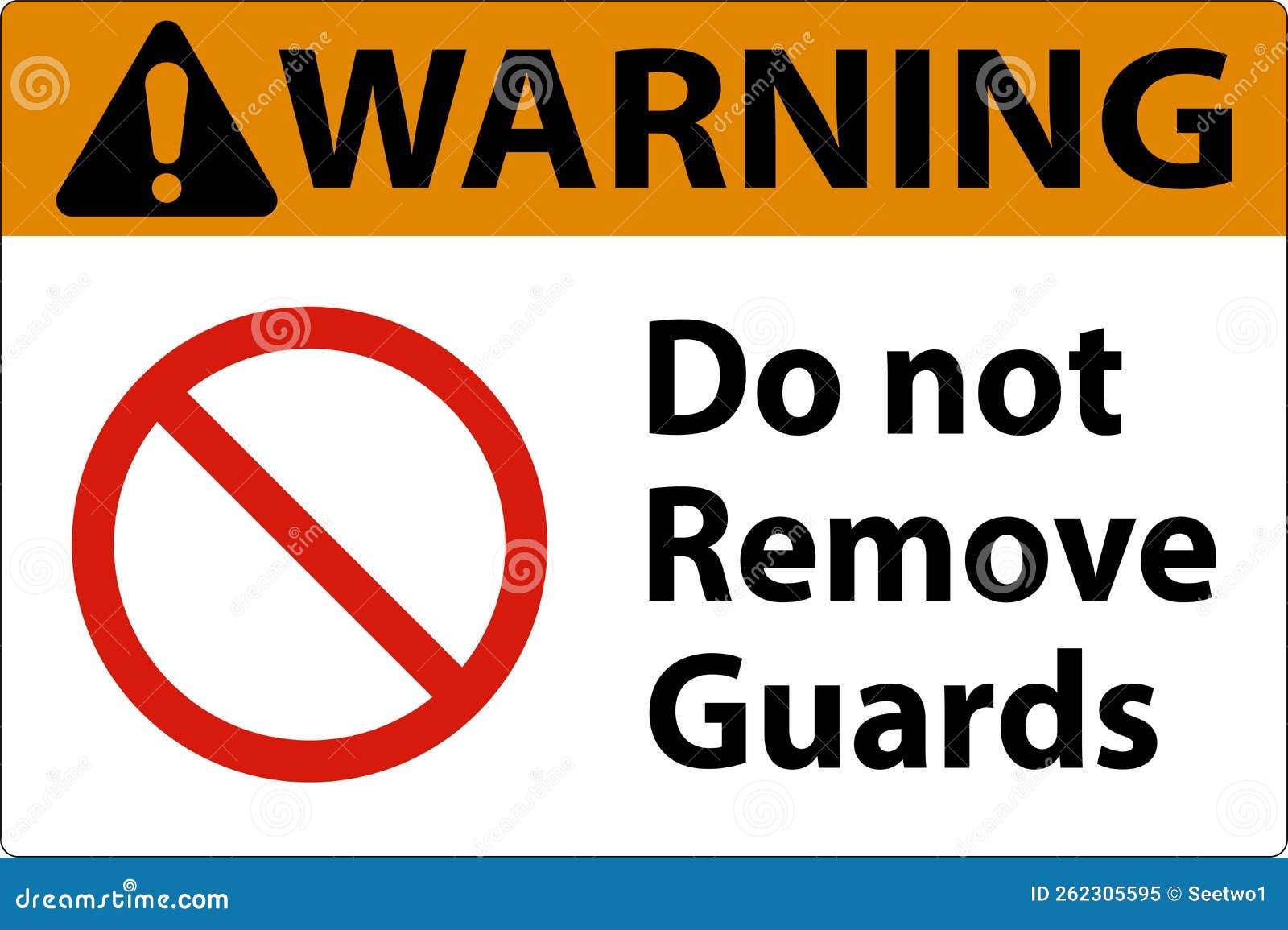 Warning Do Not Remove Guards and Hazard Sign on White Background Stock ...