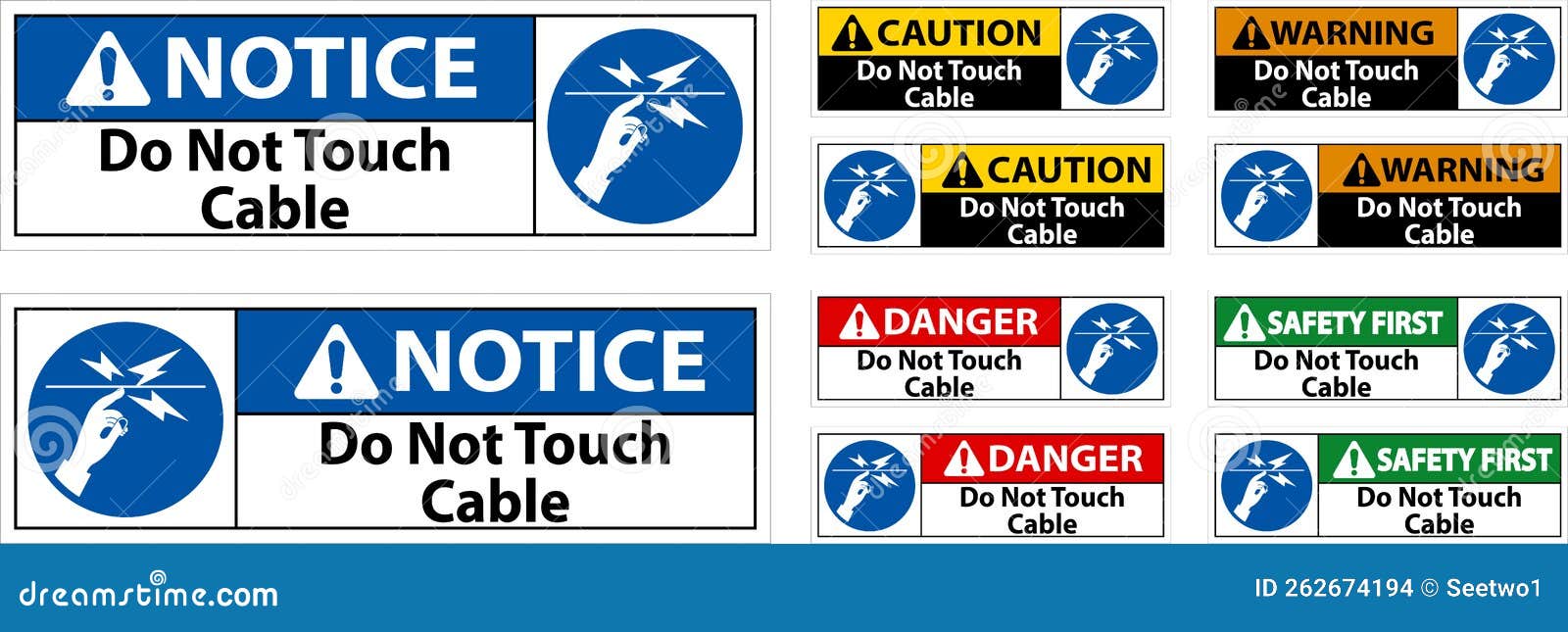 Warning Do Not Touch Cable Sign on White Background Stock Vector ...