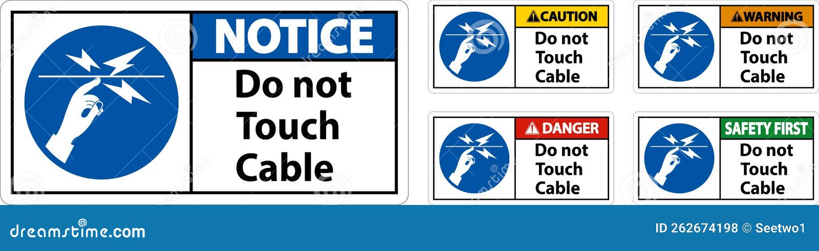 Warning Do Not Touch Cable Sign on White Background Stock Vector ...