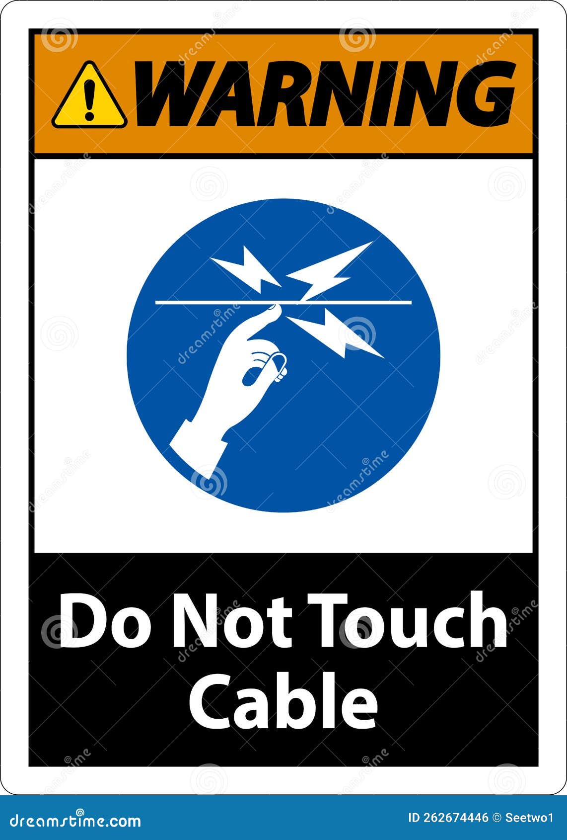 Warning Do Not Touch Cable Sign on White Background Stock Vector ...