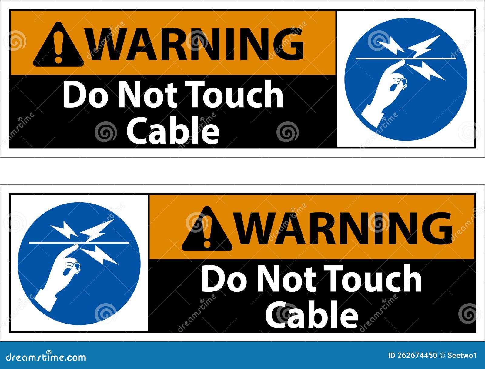 Warning Do Not Touch Cable Sign on White Background Stock Vector ...
