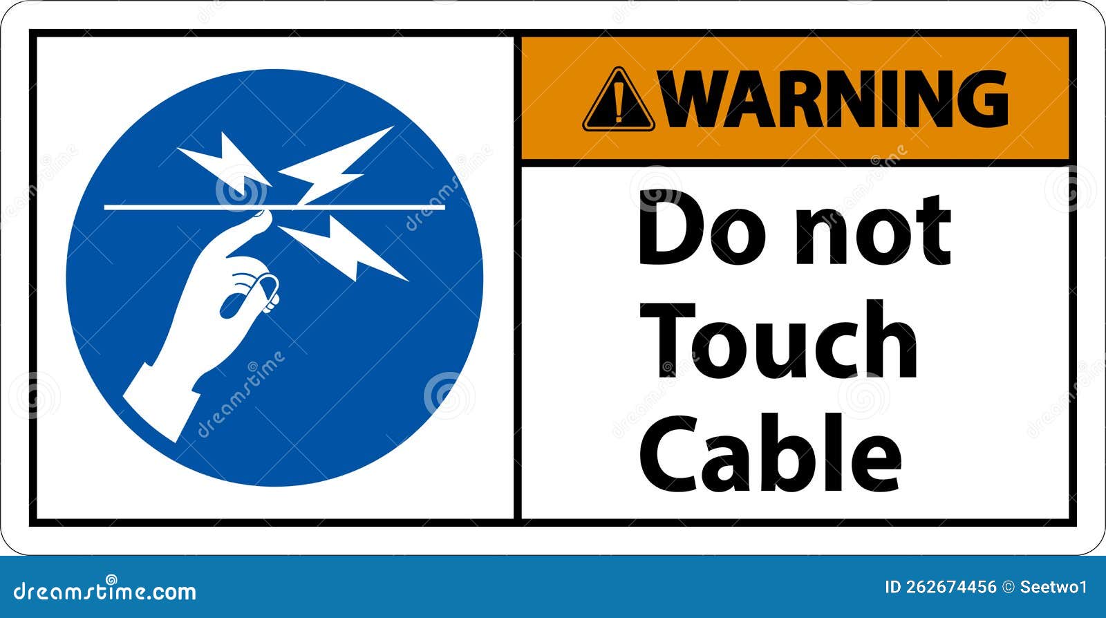 Warning Do Not Touch Cable Sign on White Background Stock Vector ...