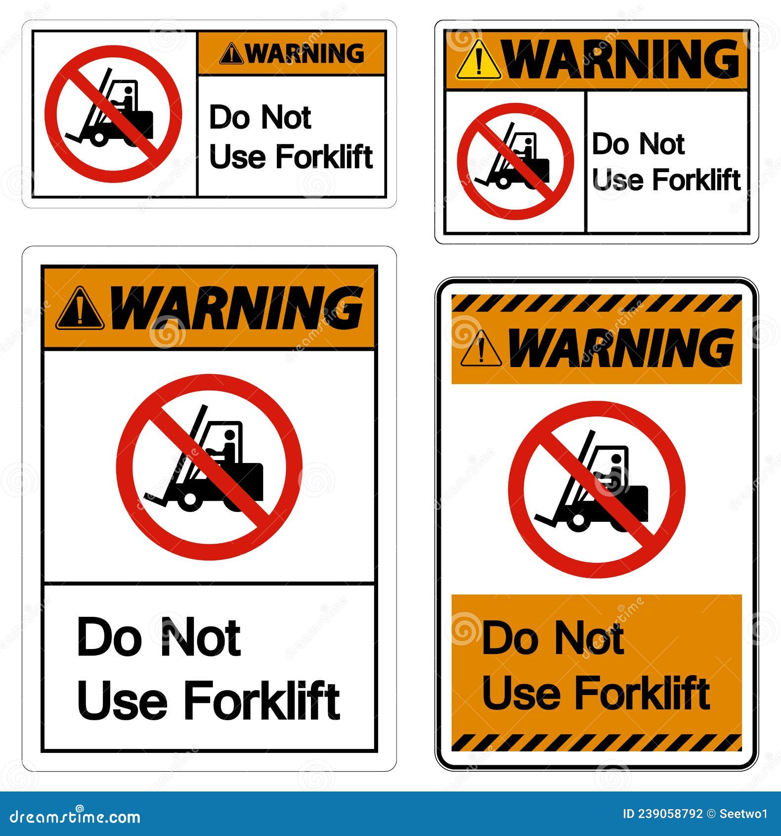 Warning Do Not Use Forklift Sign on White Background Stock Vector ...