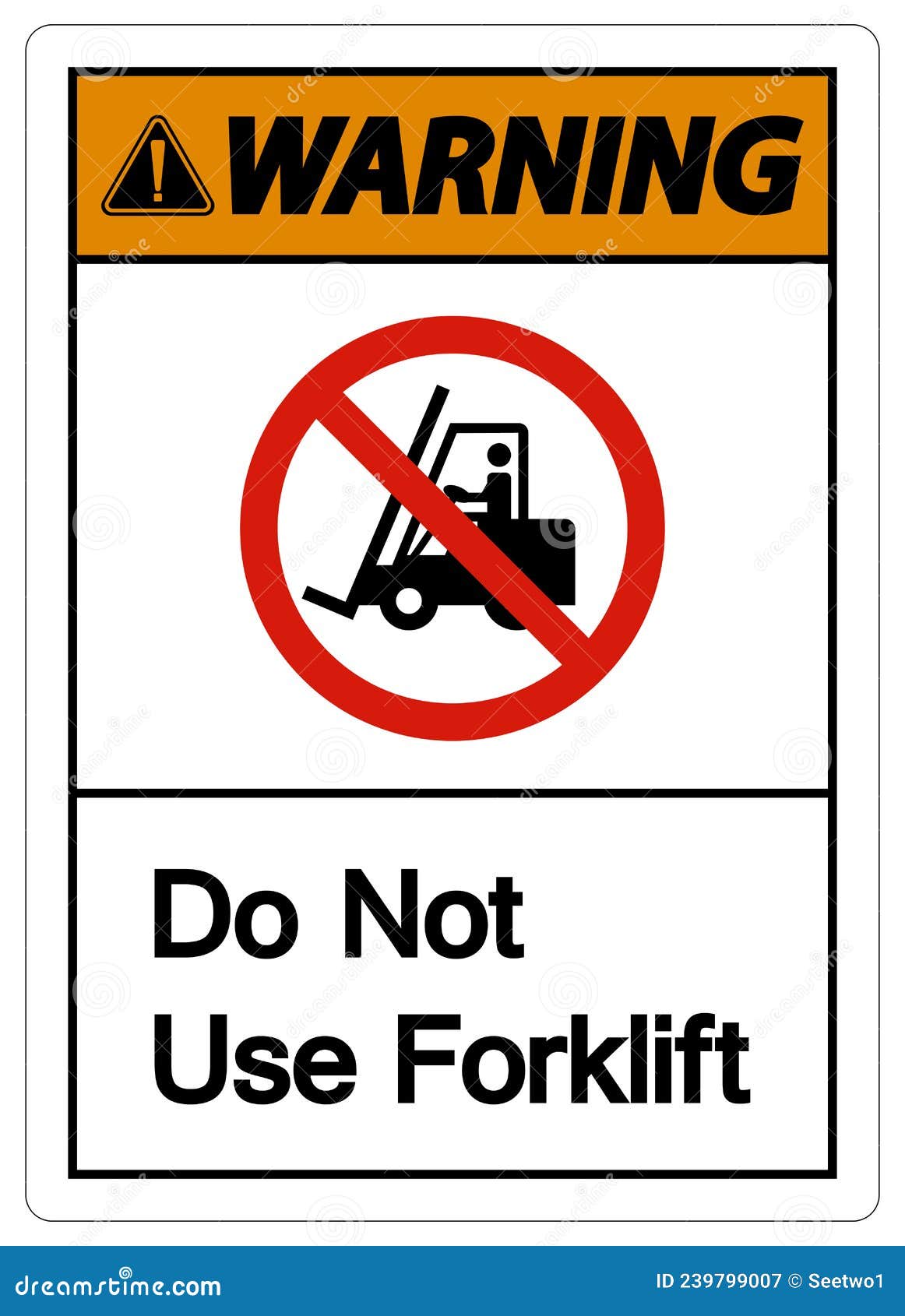 Warning Do Not Use Forklift Sign on White Background Stock Vector ...