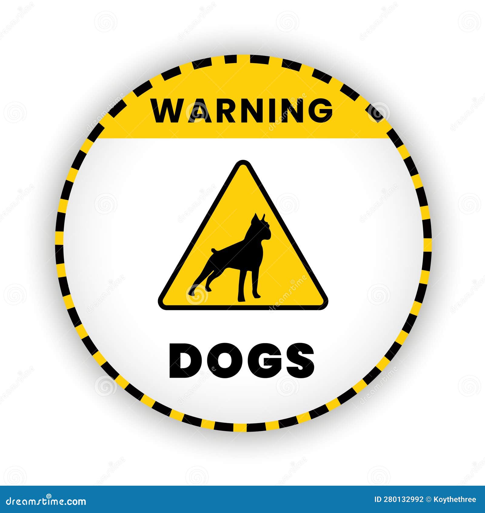 Warning of Dog Sign, Banner, Symbol on Yellow Background. Vector Banner ...