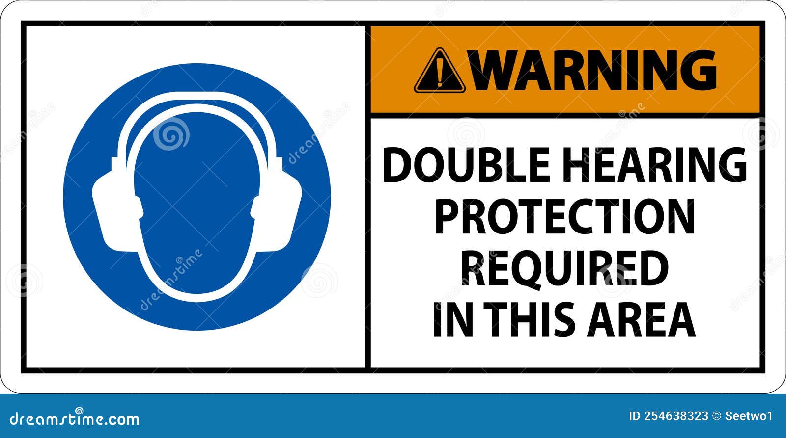 Warning Double Hearing Protection Sign on White Background Stock Vector ...