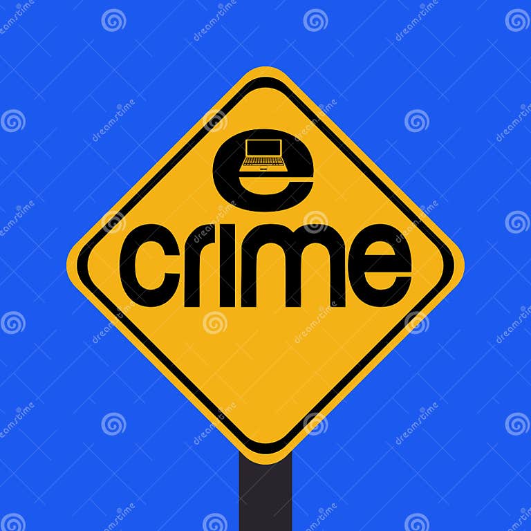 Warning e-crime sign stock vector. Illustration of warning - 7177976