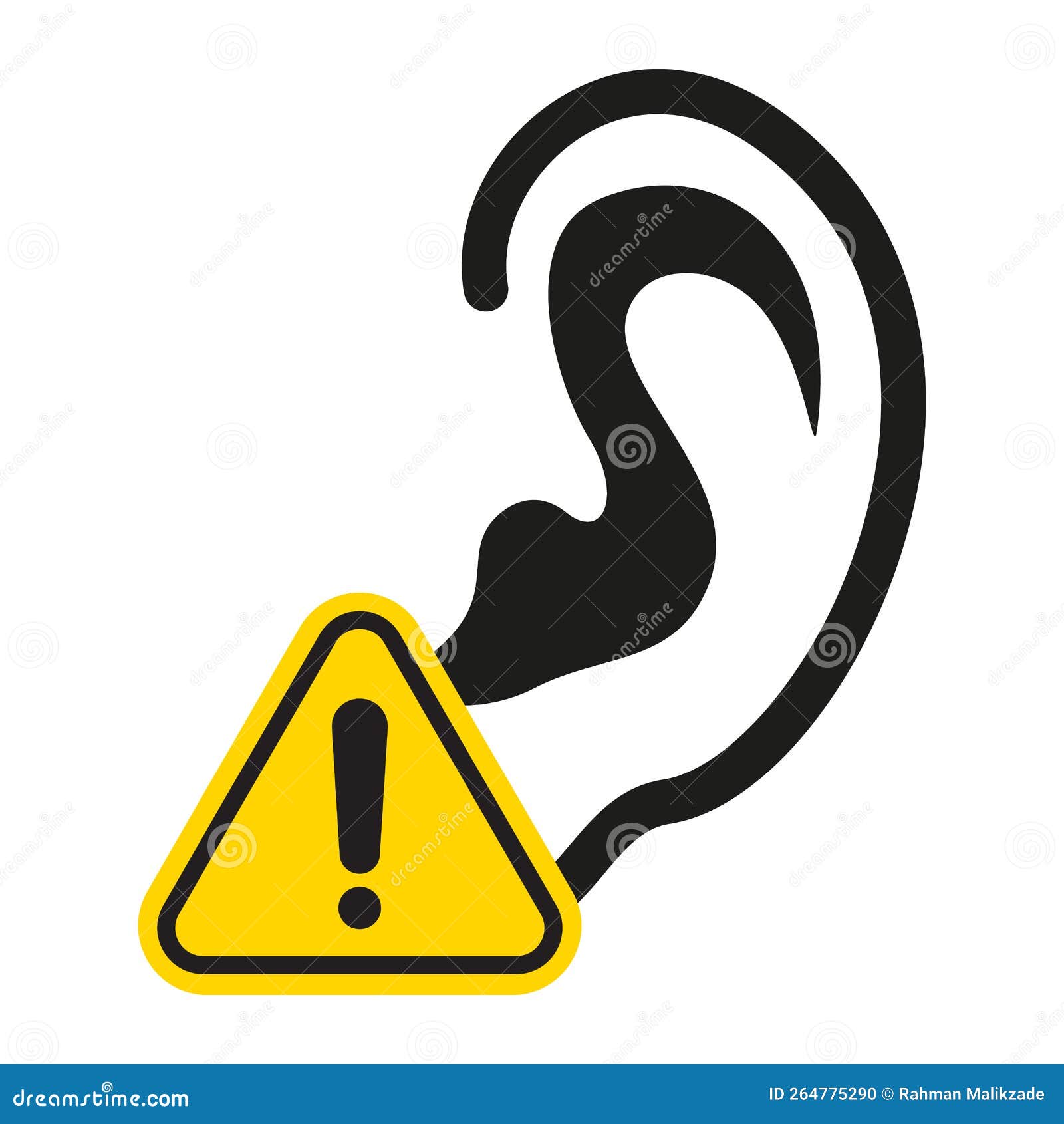 Warning Ear Hearing Protection Icon. Caution Ear Protection Vector ...