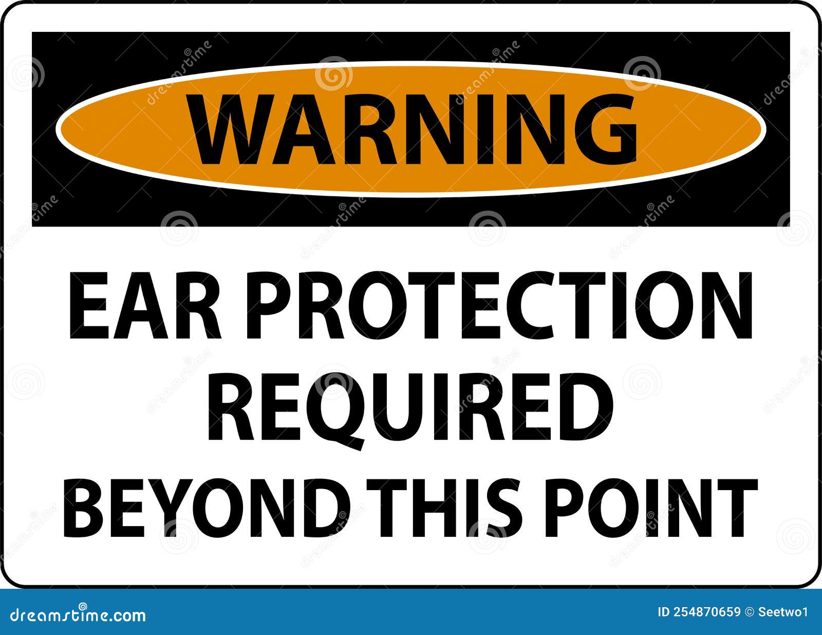 Warning Ear Protection Required Sign on White Background Stock Vector ...