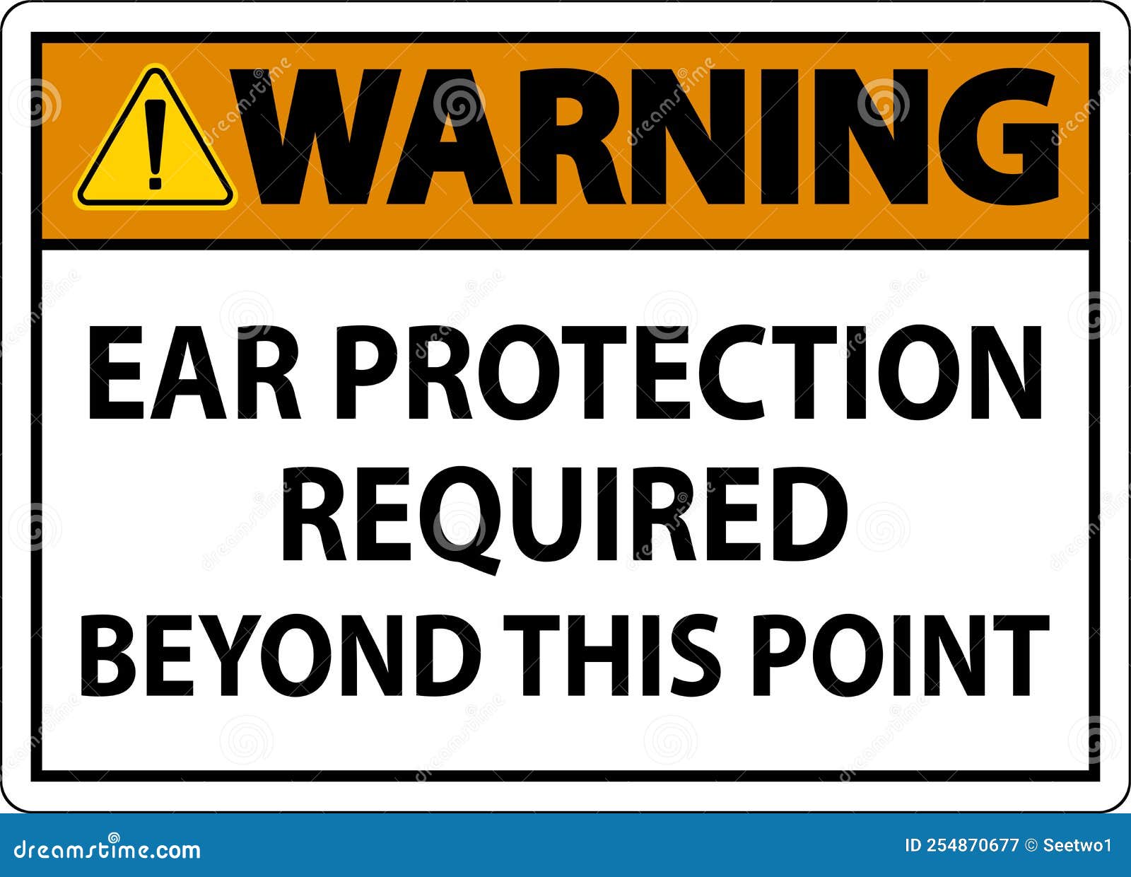 Warning Ear Protection Required Sign on White Background Stock Vector ...