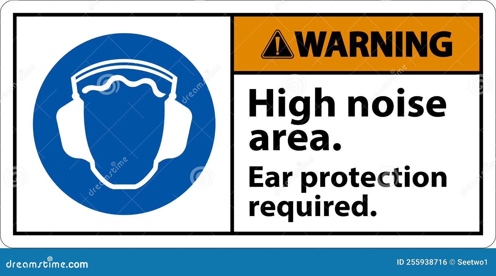Warning Ear Protection Required Sign on White Background Stock Vector ...
