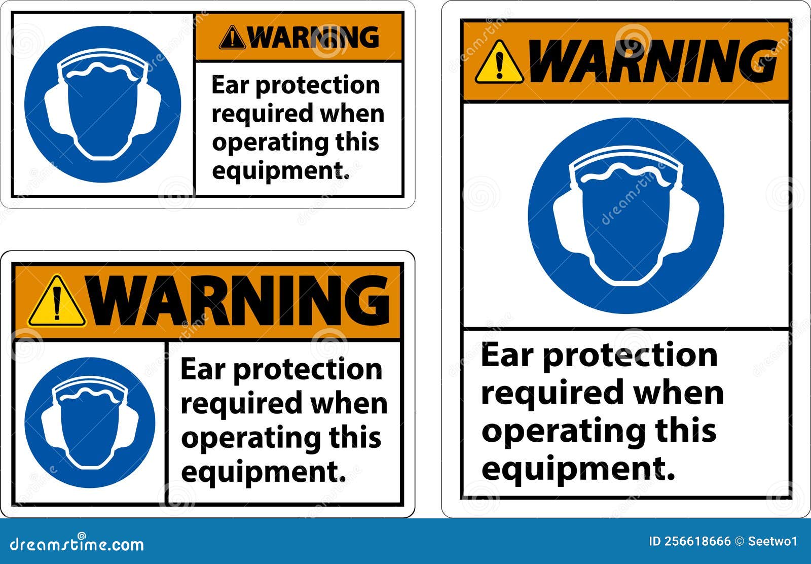 Warning Ear Protection Required Sign on White Background Stock Vector ...
