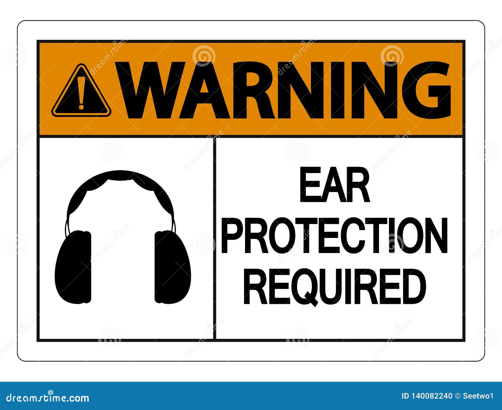 Symbol Warning Ear Protection Required Wall Sign on White Background ...