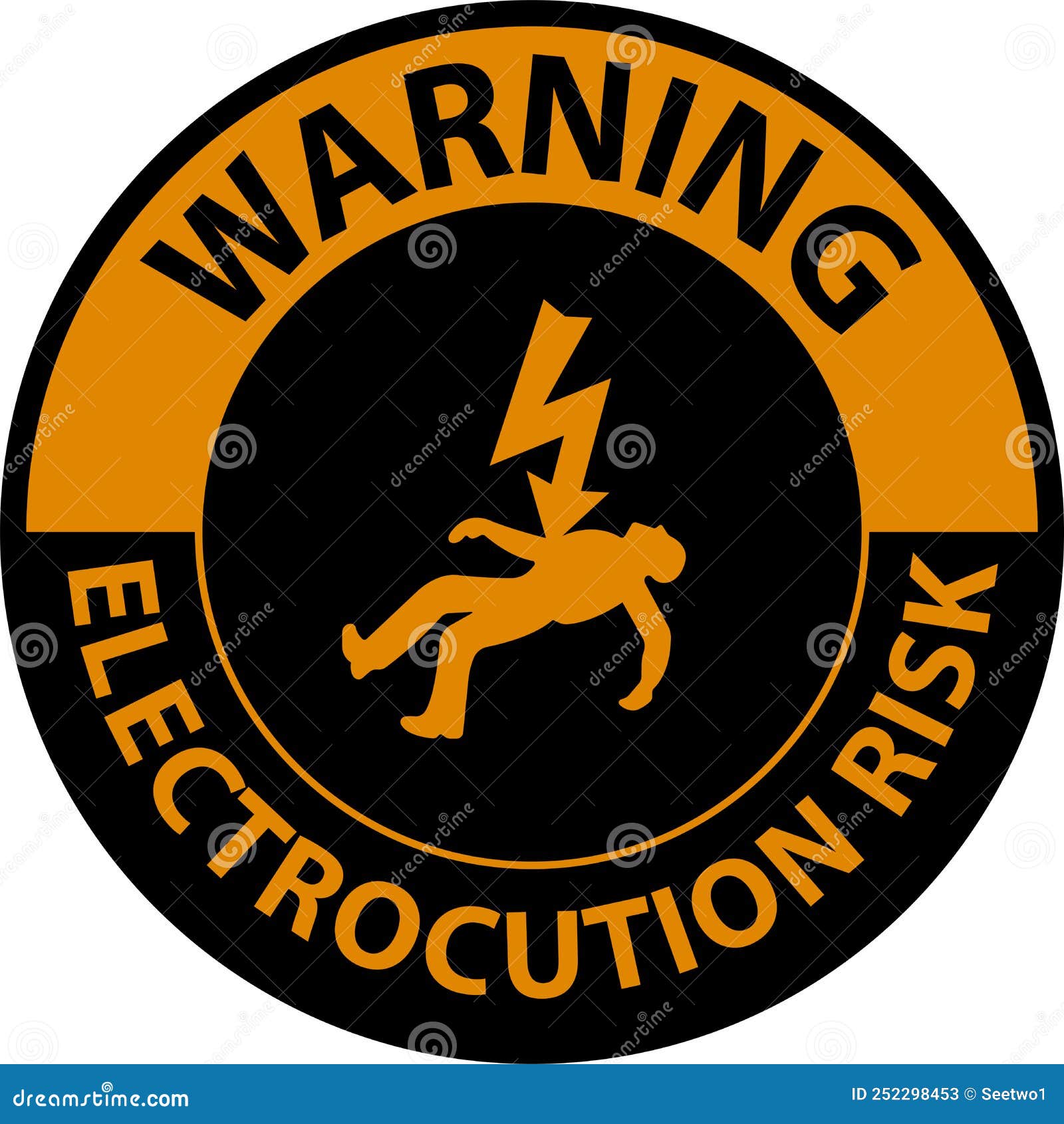 Warning Electrocution Risk Sign on White Background Stock Vector ...
