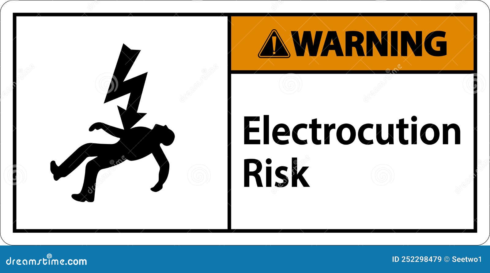 Warning Electrocution Risk Sign on White Background Stock Vector ...
