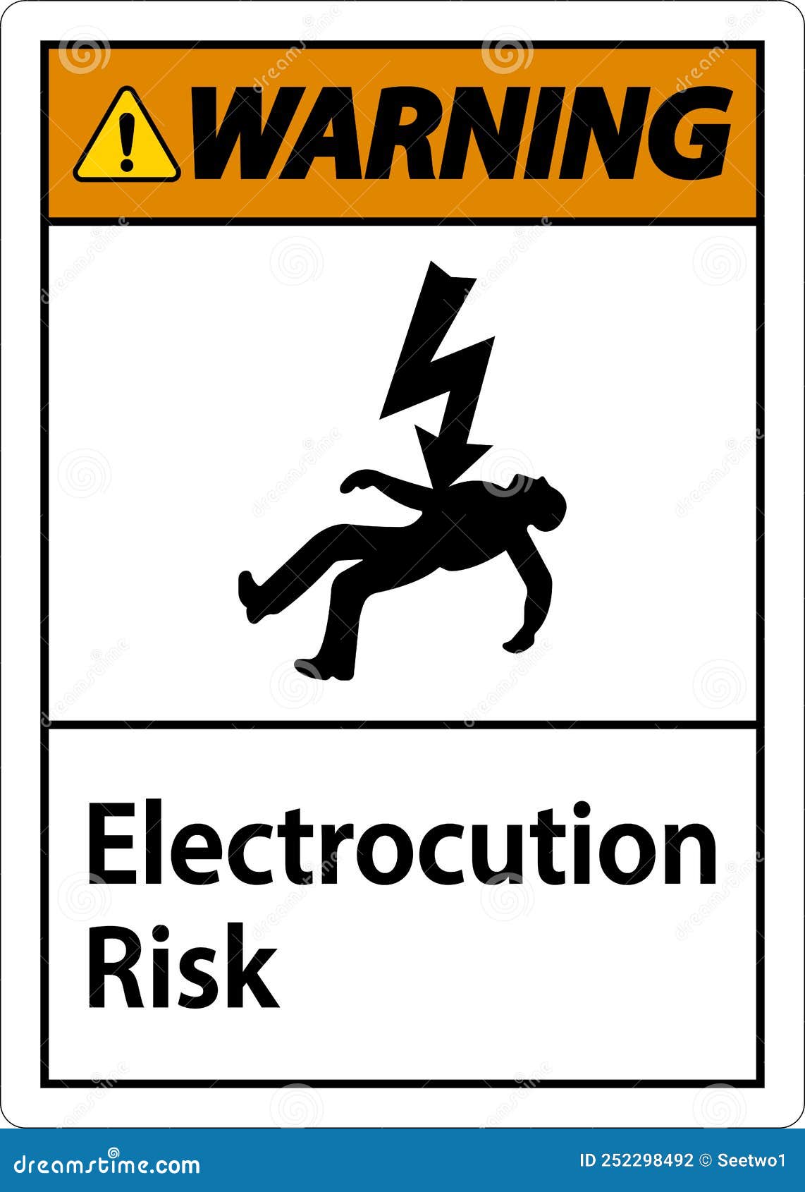Warning Electrocution Risk Sign on White Background Stock Vector ...